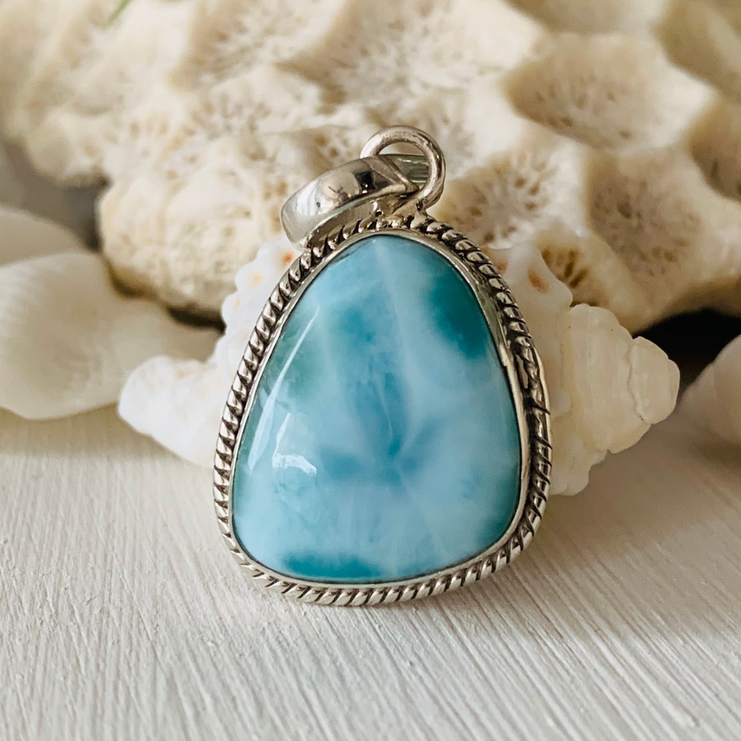 Larimar Pendant * Blue Pectolite * Dominican Republic * Dolphin Stone ...
