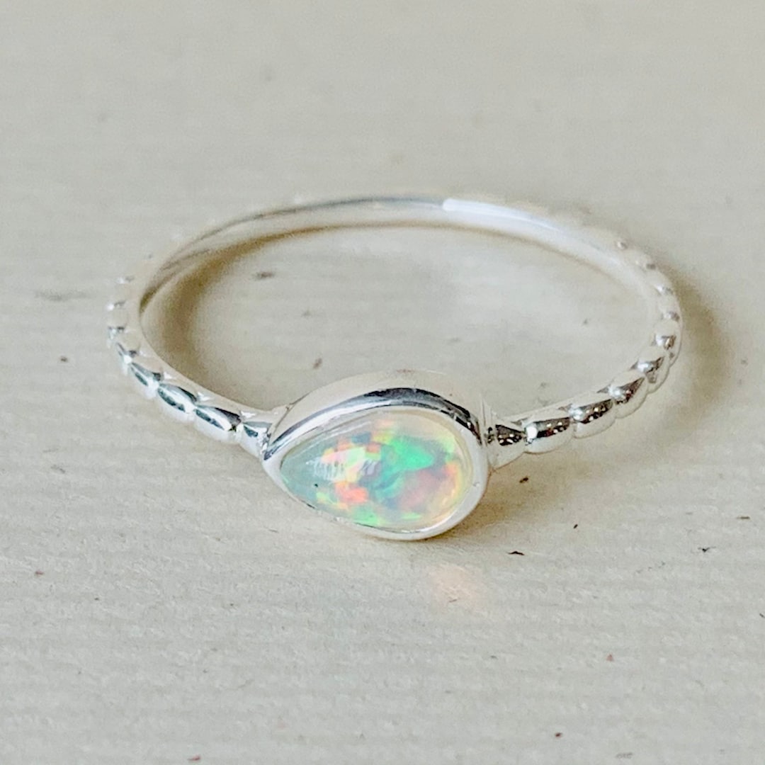 Opal Ring * Teardrop * Sterling Silver * Ethiopian Opal * Element Water ...