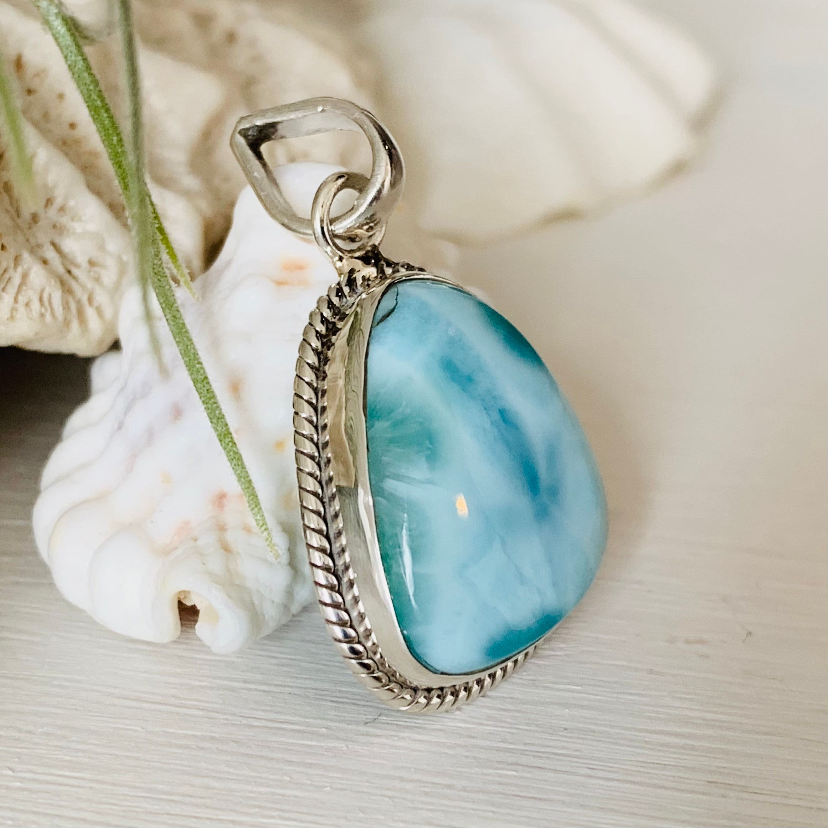 Larimar Pendant * Blue Pectolite * Dominican Republic * Dolphin Stone ...