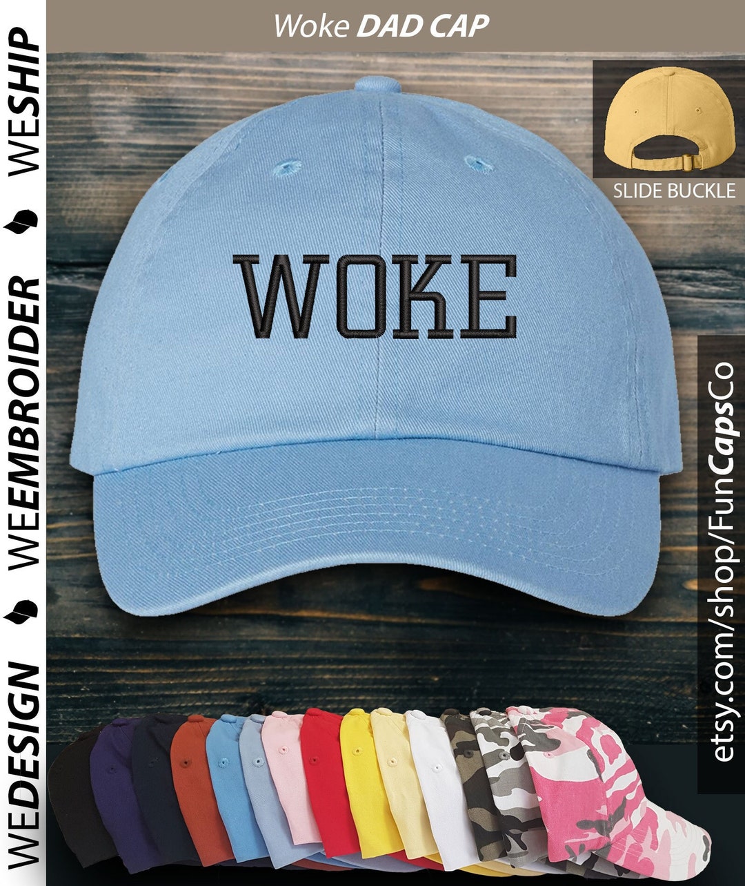 Woke Hat - Teen Slang Design | Embroidered Baseball Cap Low Profile ...
