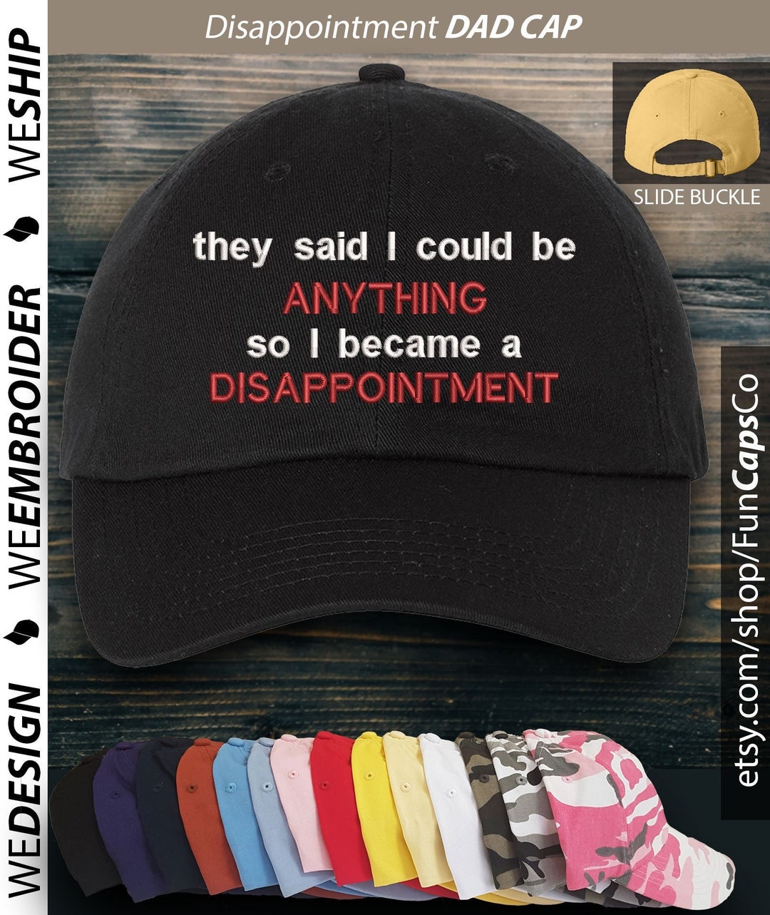 Disappointment Hat Funny Cap Design Embroidered Hat - Etsy