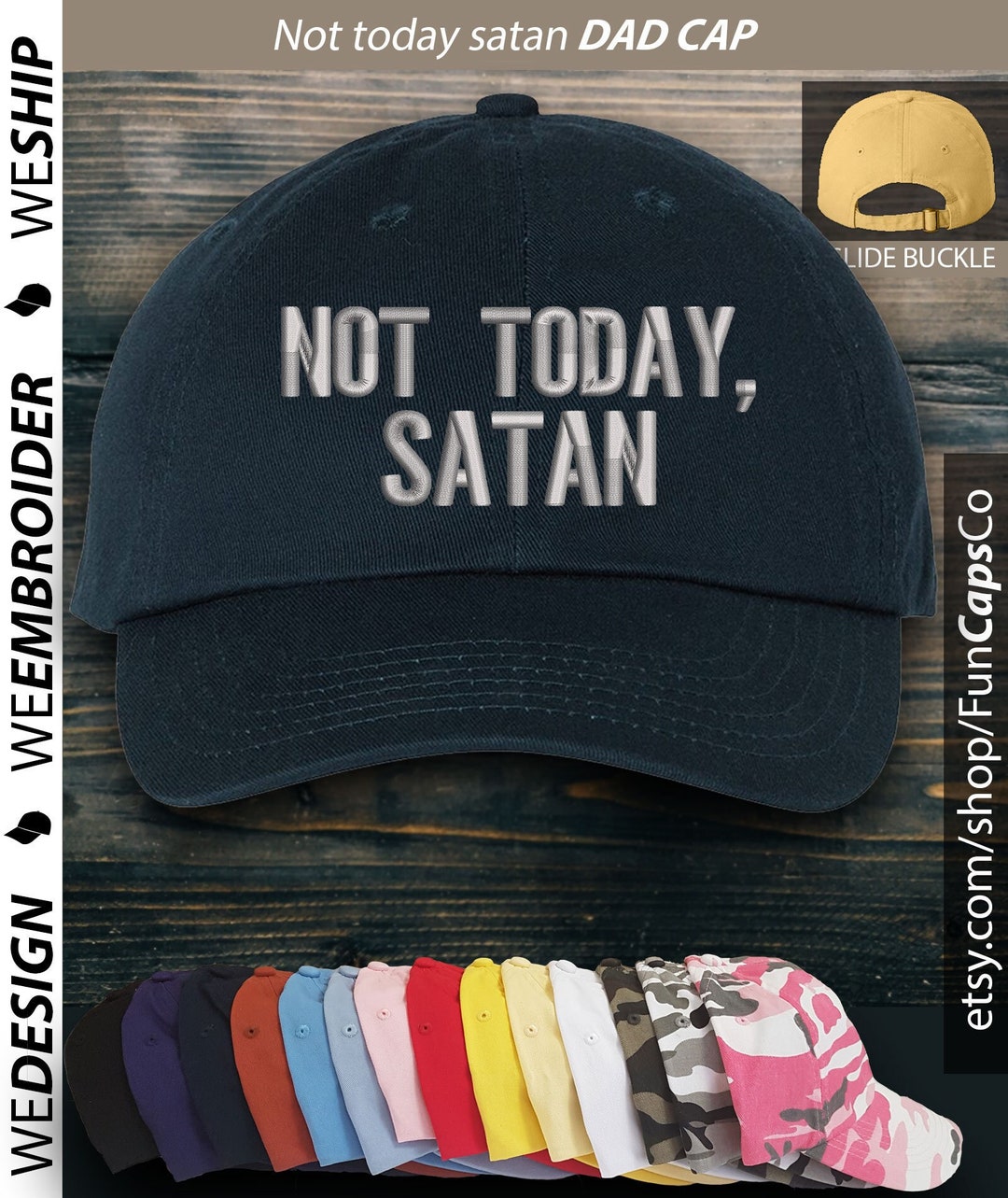 Not Today Satan Hat - Motivational Cap Design | Embroidered Baseball ...