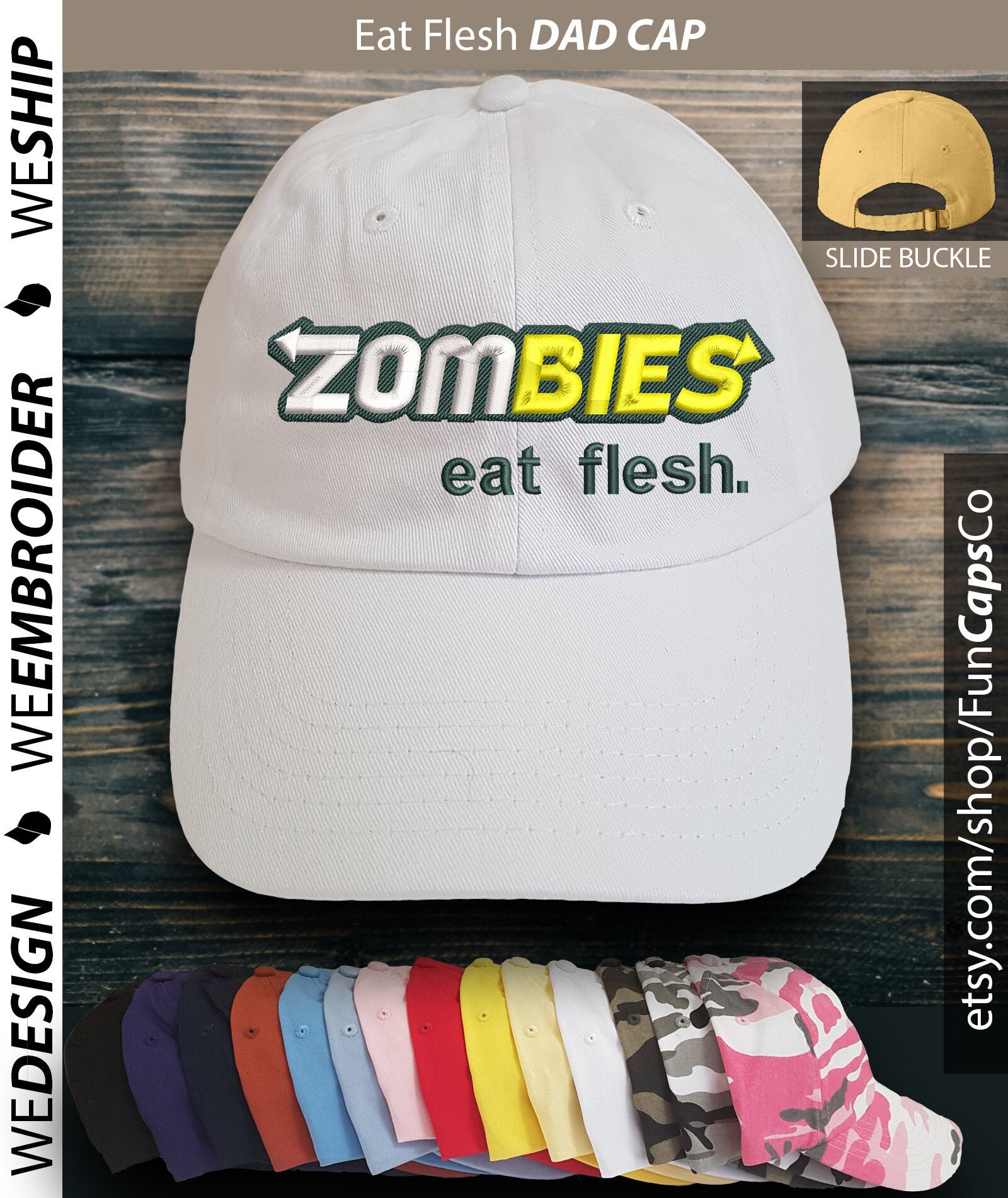 Zombies, Eat Flesh Subway Sandwich Inspired Cap Embroidered Hat - Etsy