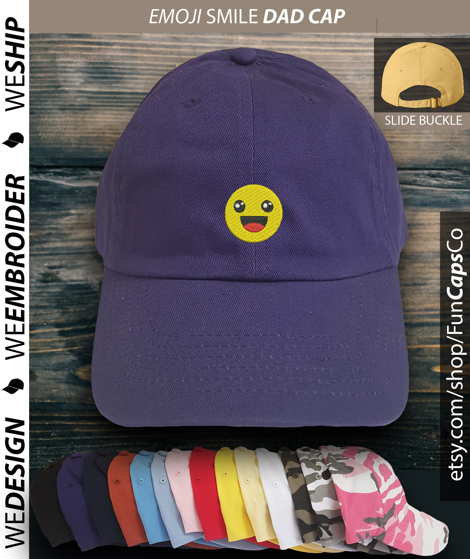 SMILE Emoji Hat, Smile Cap, Embroidered Hat, Emoji Hat, Custom ...