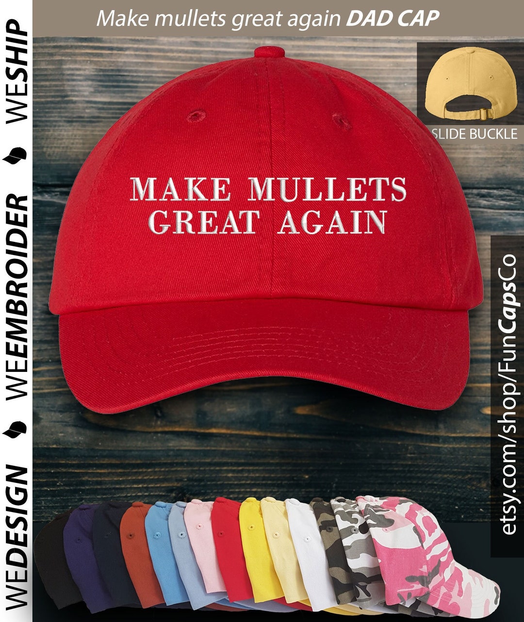 Make Mullets Great Again Hat - Funny Cap Design - Embroidered Hat ...