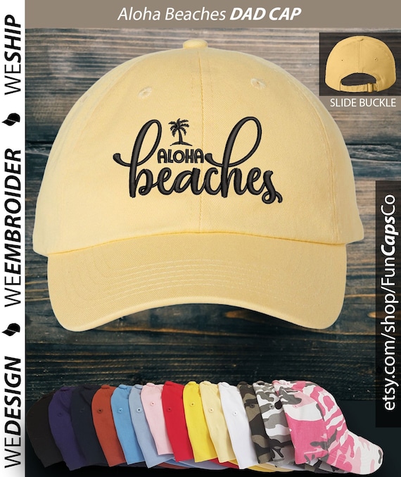 Aloha Beaches Hat Funny Cap Design Embroidered Hat - Etsy