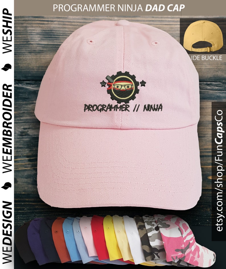 Programmer Ninja Hat, Dad Style Cat, Embroidered Hat, Programmer Dad ...