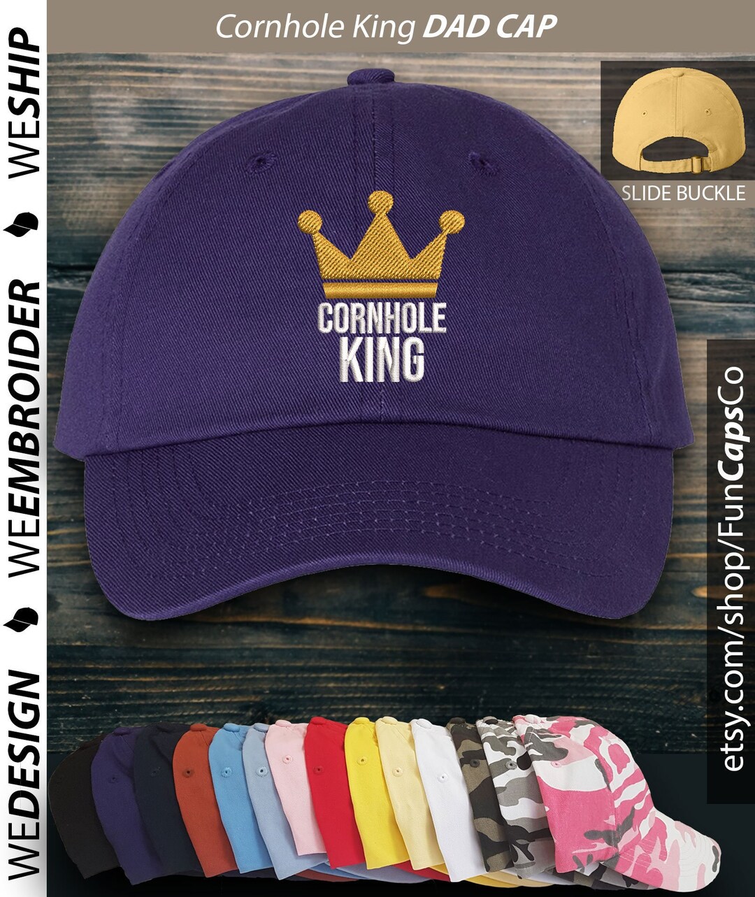 Cornhole King | Embroidered Baseball Cap Low Profile Black Custom Strap ...