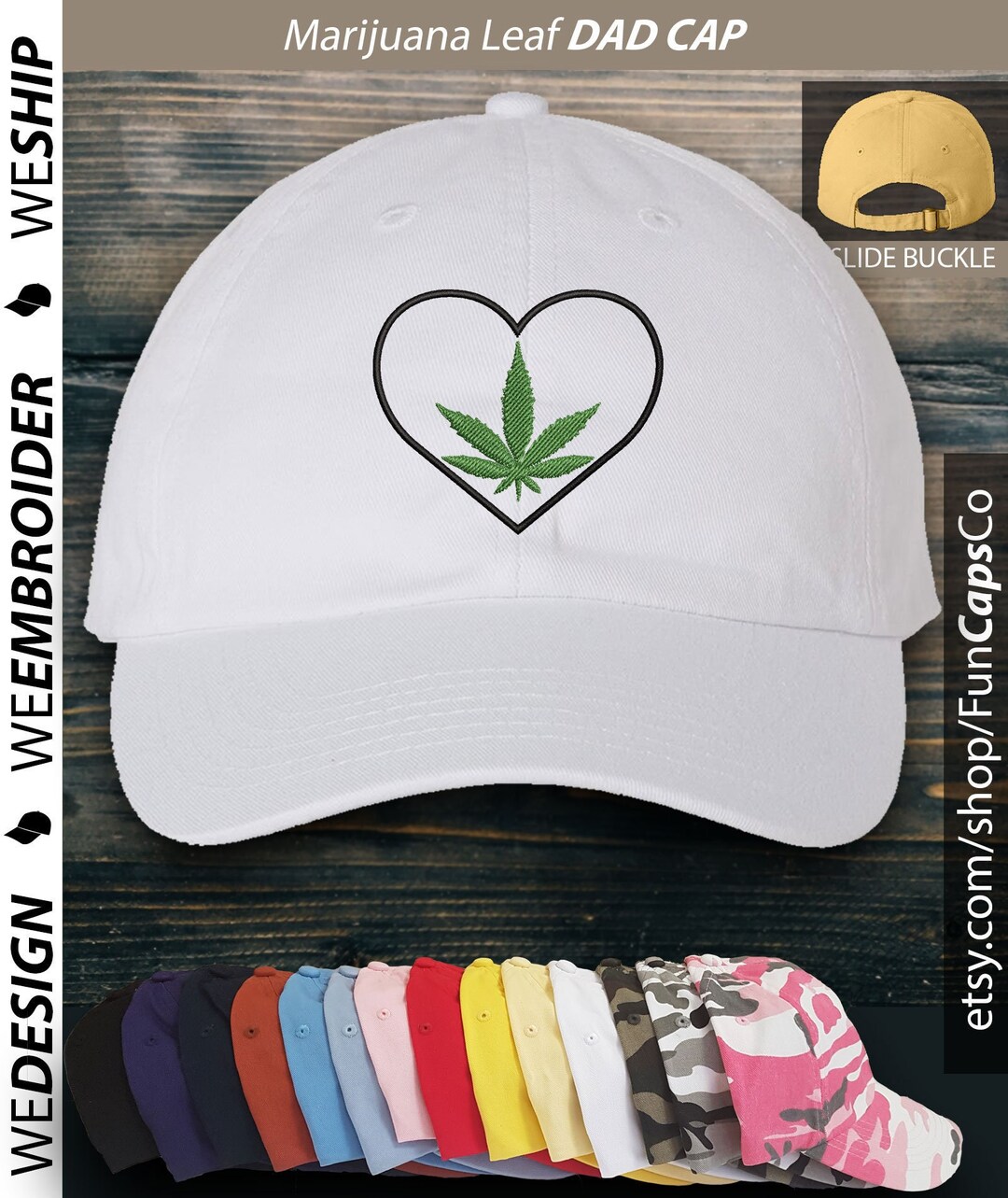 Marijuana Leaf Hat Embroidered Baseball Cap Low Profile Black Custom ...