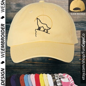 Wolf Howling Hat Cool Cap Design Embroidered Hat - Etsy