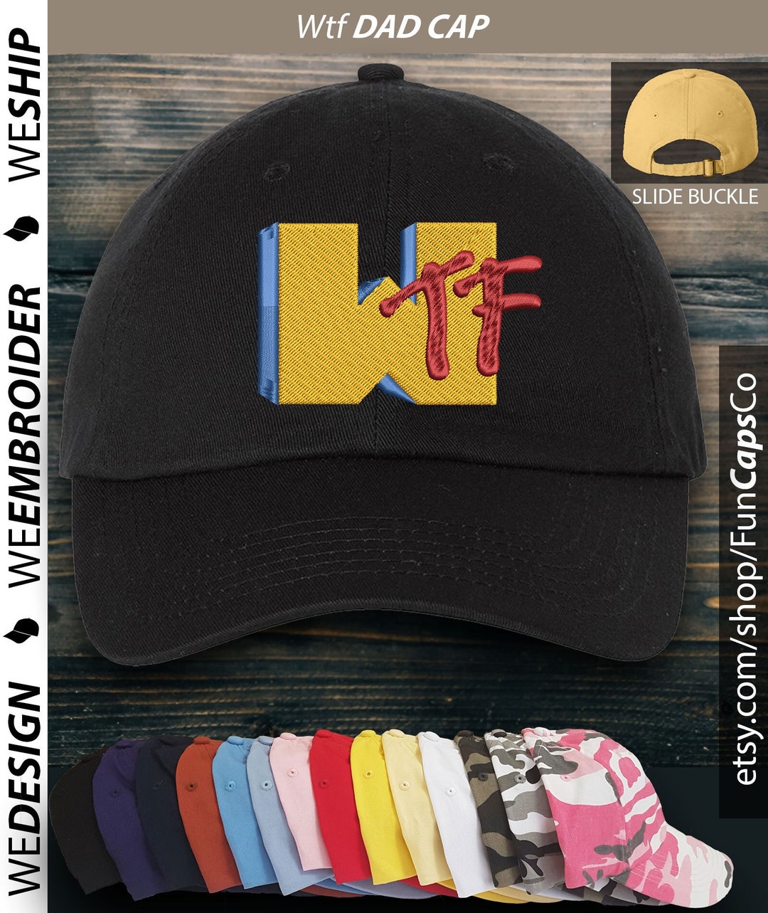 Wtf Hat - Funny Cap Design - Embroidered Hat - Etsy
