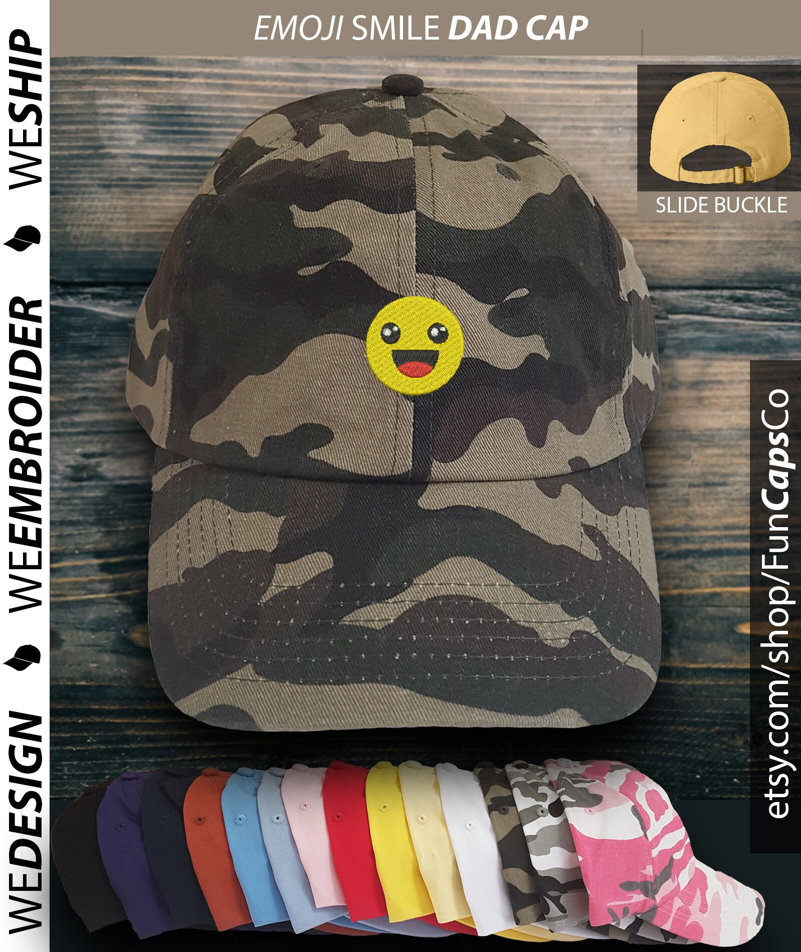 SMILE Emoji Hat, Smile Cap, Embroidered Hat, Emoji Hat, Custom ...