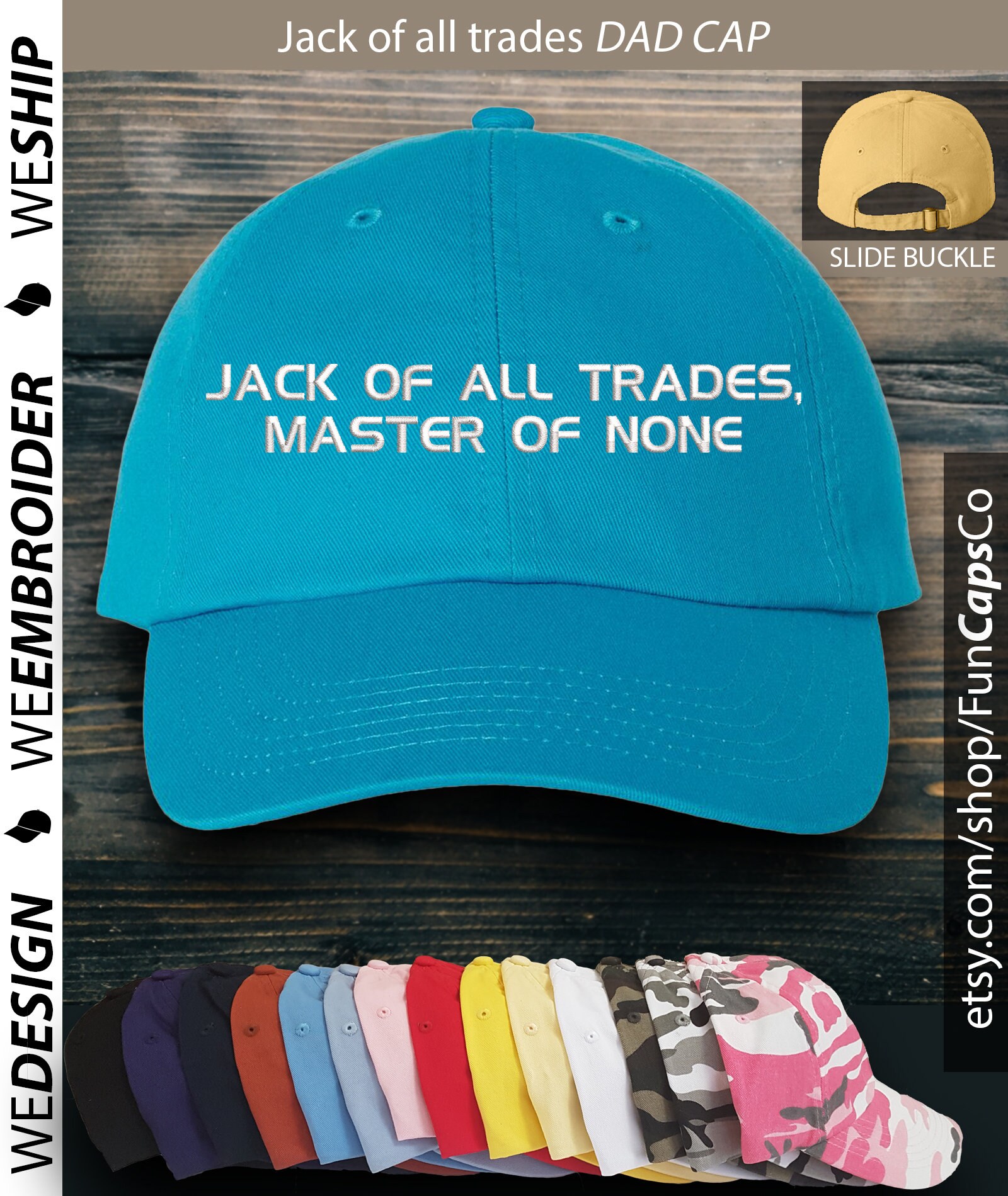 Jack of All Trades Hat Cool Quote Cap Design Embroidered Hat - Etsy
