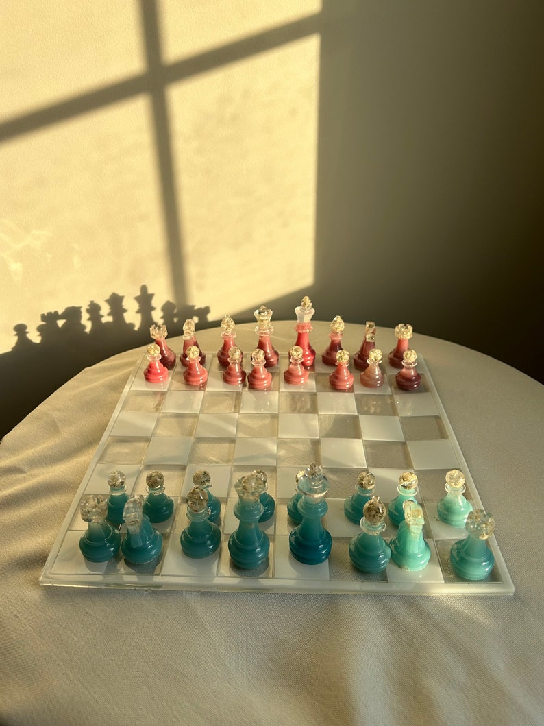 Pink & Blue Chess Set With Babys Breath - Etsy