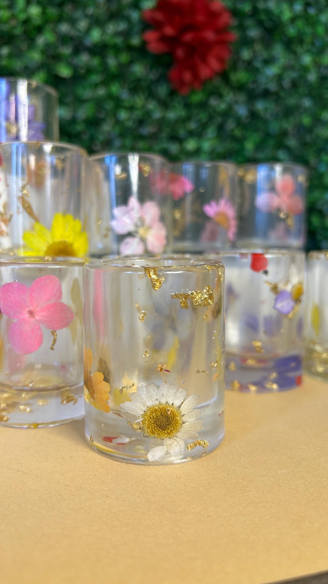 Clear Floral Shot Glass | Resin Shot Gloss With Flowers Colorful - Etsy