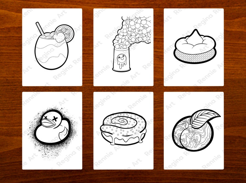 Cute Food and Characters Coloring Pages Volume 1 Printable Digital ...