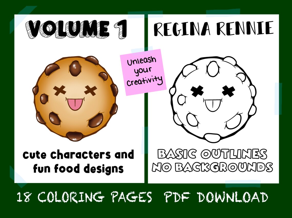 Cute Food and Characters Coloring Pages Volume 1 Printable Digital ...