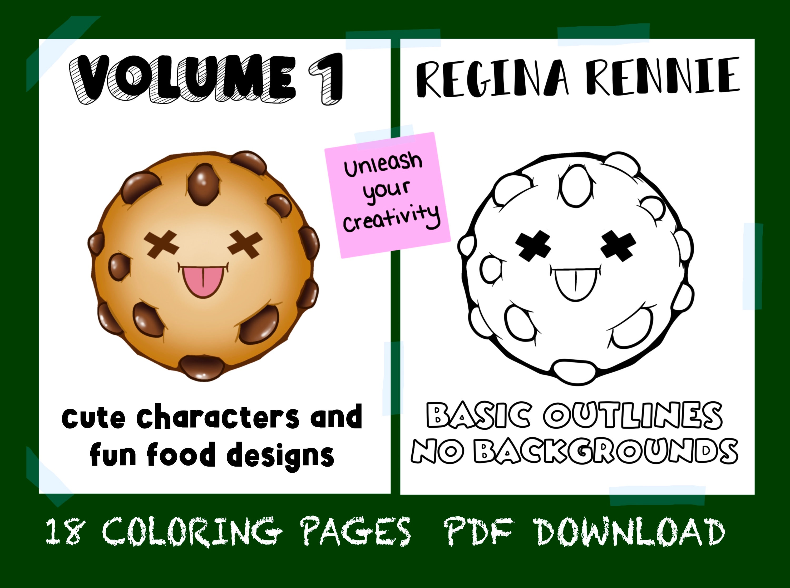 Cute Food and Characters Coloring Pages Volume 1 Printable Digital ...