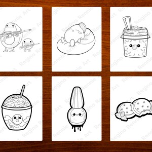 Cute Food and Characters Coloring Pages Volume 1 Printable Digital ...