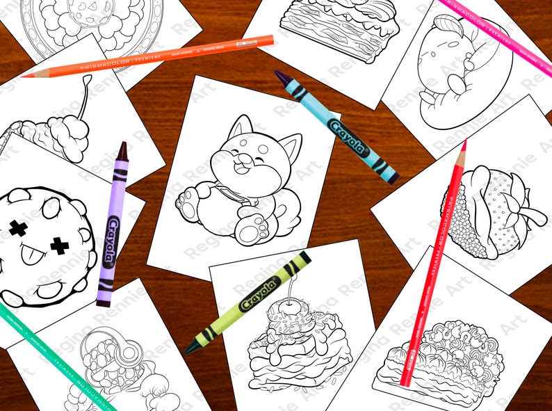 Cute Food and Characters Coloring Pages Volume 1 Printable Digital ...