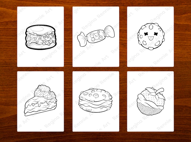 Cute Food and Characters Coloring Pages Volume 1 Printable Digital ...