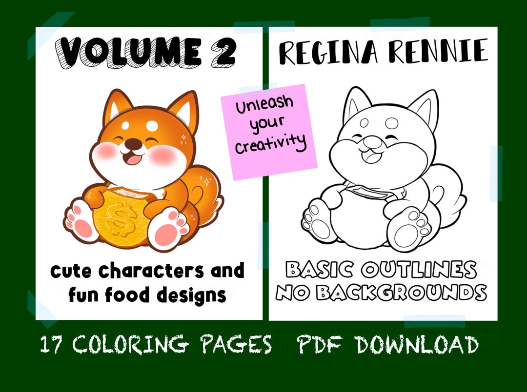 Cute Food and Characters Coloring Pages Volume 2 Printable Digital ...