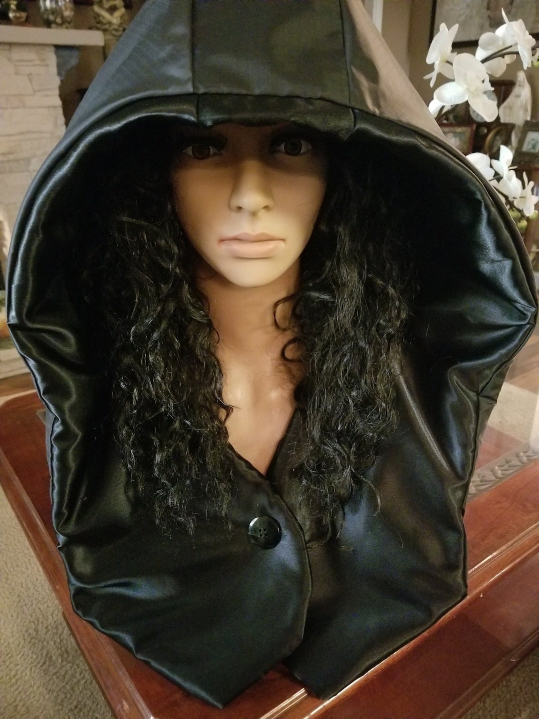 Satin Rain - Oversized Black Satin Rain Hood – Waterproof Nylon ...