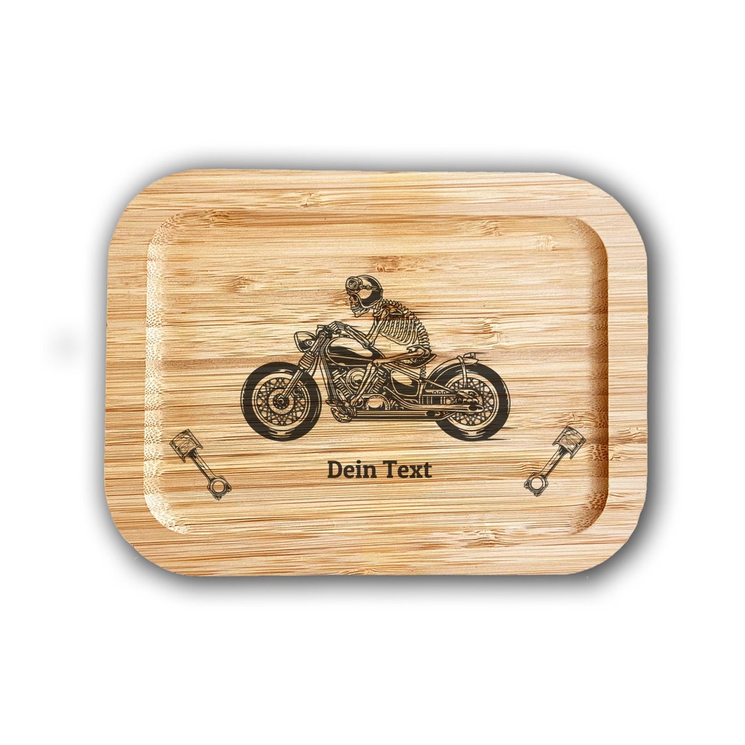 Stainless Steel Lunchbox With Bamboo Lid Motif Biker Motorcycle Chopper ...