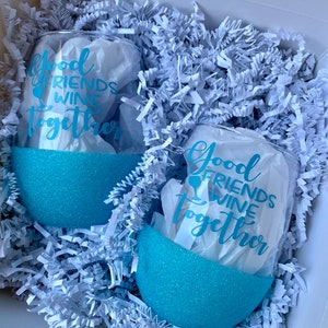 Good Friends Wine Together Glitter Wine Glass Gift Set - Etsy
