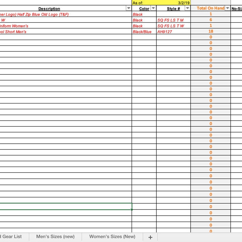 Uniform Inventory Template - Etsy