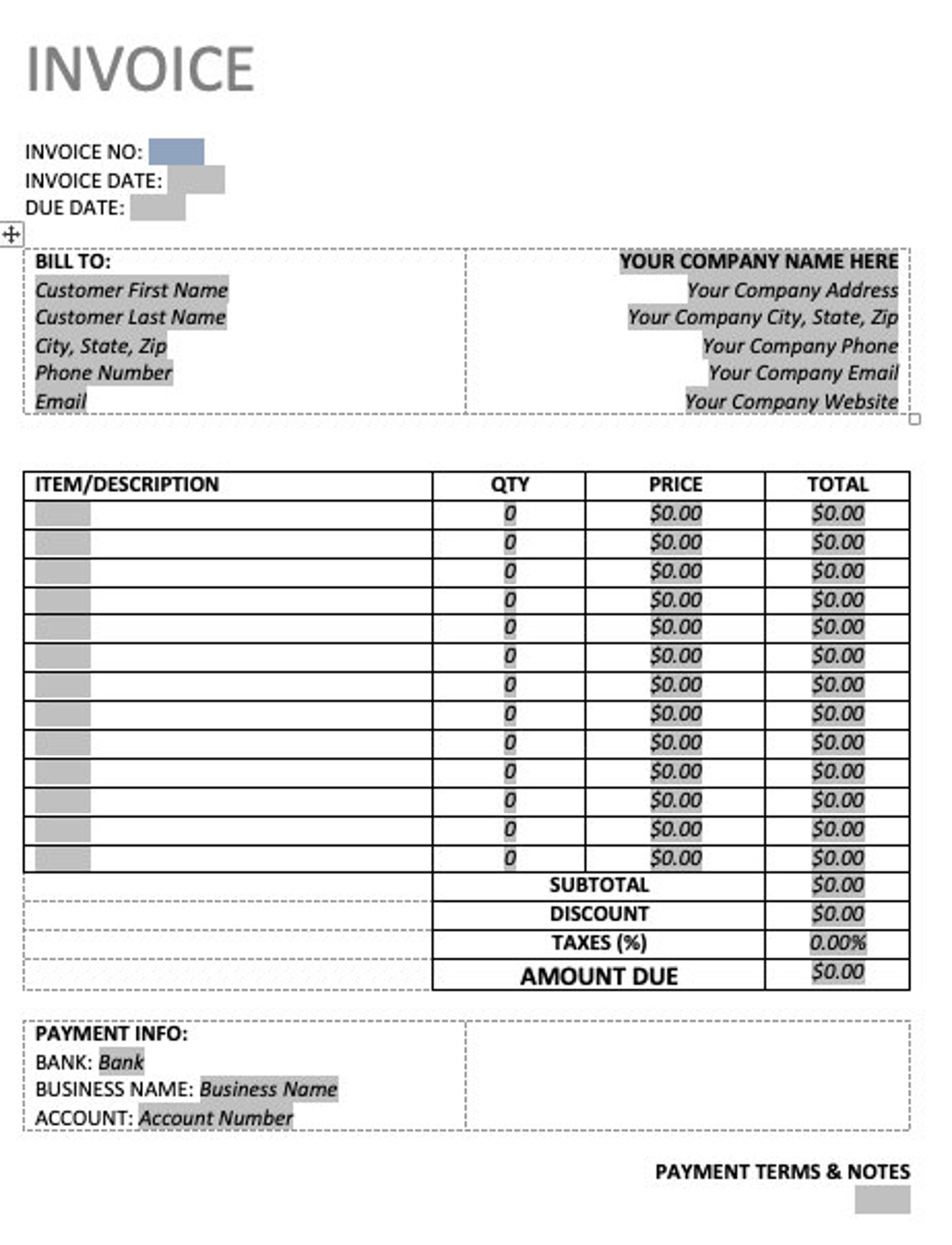 Editable Invoice | Receipt Template | Order Form | Instant Download ...