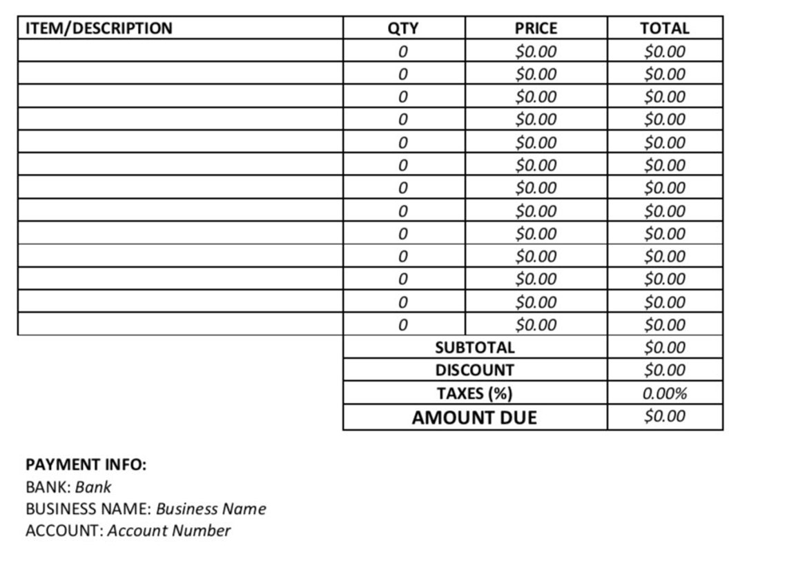 Editable Invoice | Receipt Template | Order Form | Instant Download ...