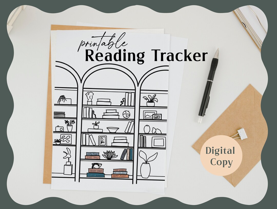 Printable Reading Tracker - Book Goal - Reading Challenge - Bookshelf ...