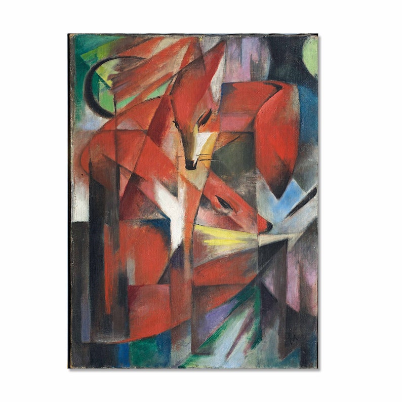 THE FOXES by Franz Marc. Abstract Cubism. Frameable Custom Reproduction ...