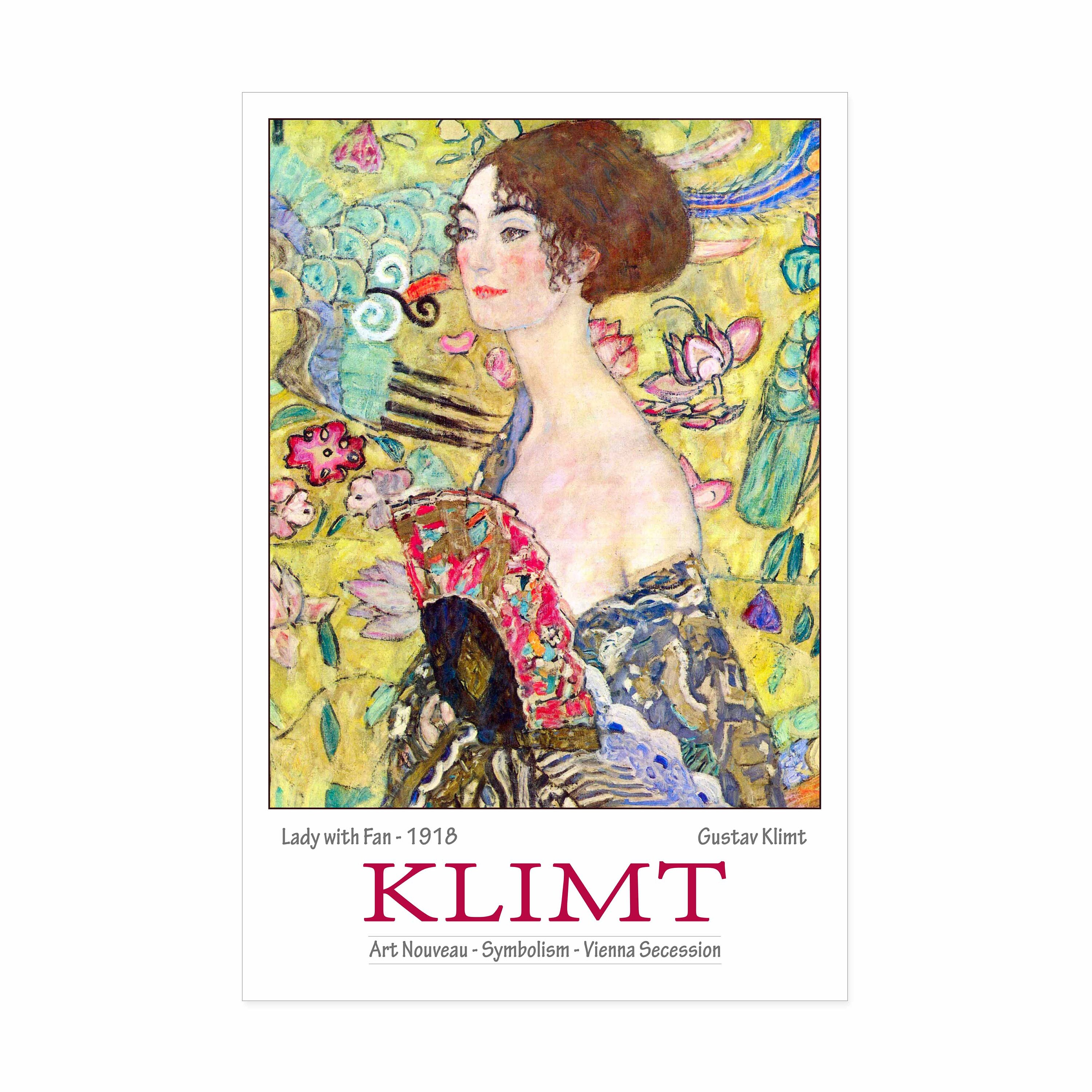 LADY With FAN Exhibition Poster Art Print: Gustav Klimt. Frameable ...