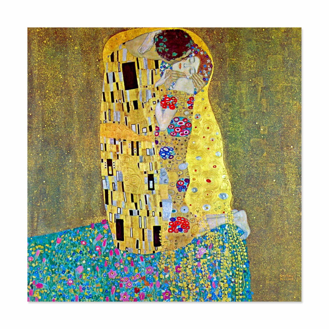 Gustav Klimt's 'the Kiss' Art Print: Gold & Yellow Reproduction - Etsy