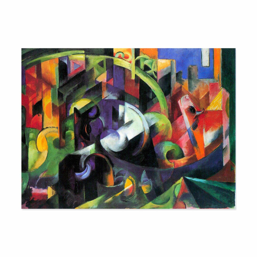 ABSTRACT WITH CATTLE by Franz Marc. Cows. Frameable Custom Reproduction ...