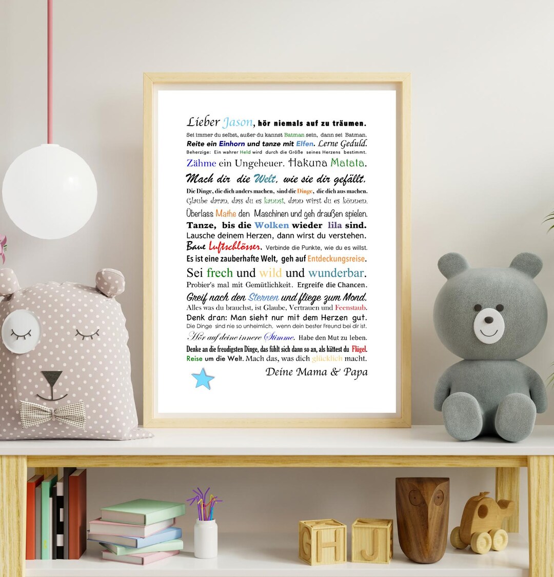 Personalized Star Print (for Boys, With Dedication) | Poster Art Print ...