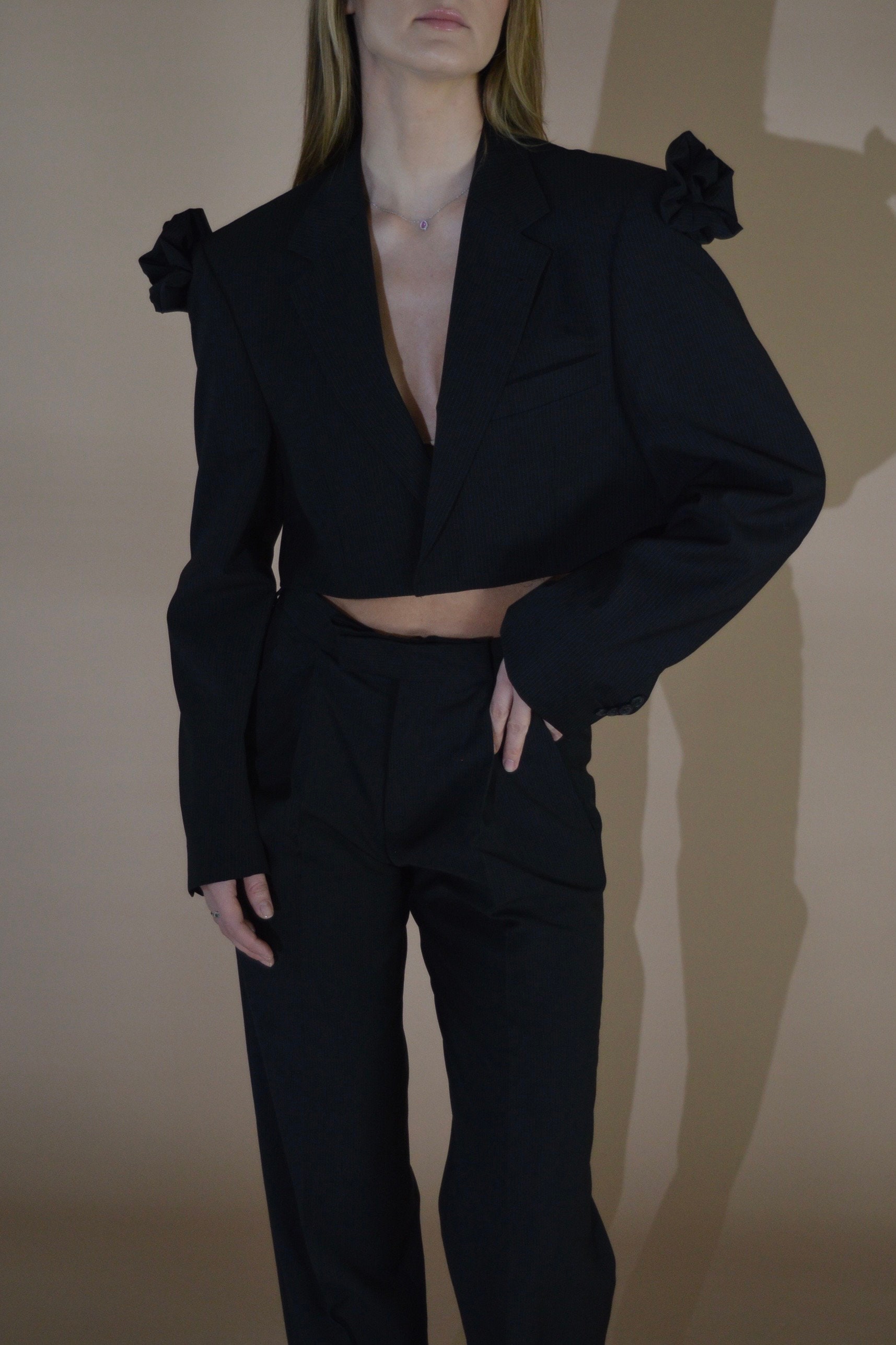 Vintage Suit Boxy Jacket and Trousers Set | Classy Black - Etsy