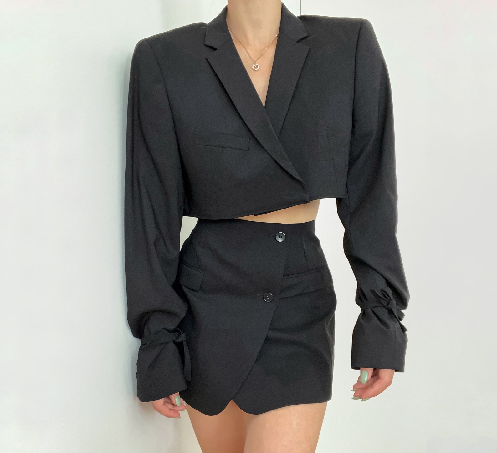 Reworked Vintage Suit Boxy Jacket and Skirt Set Minimalistic Classy ...