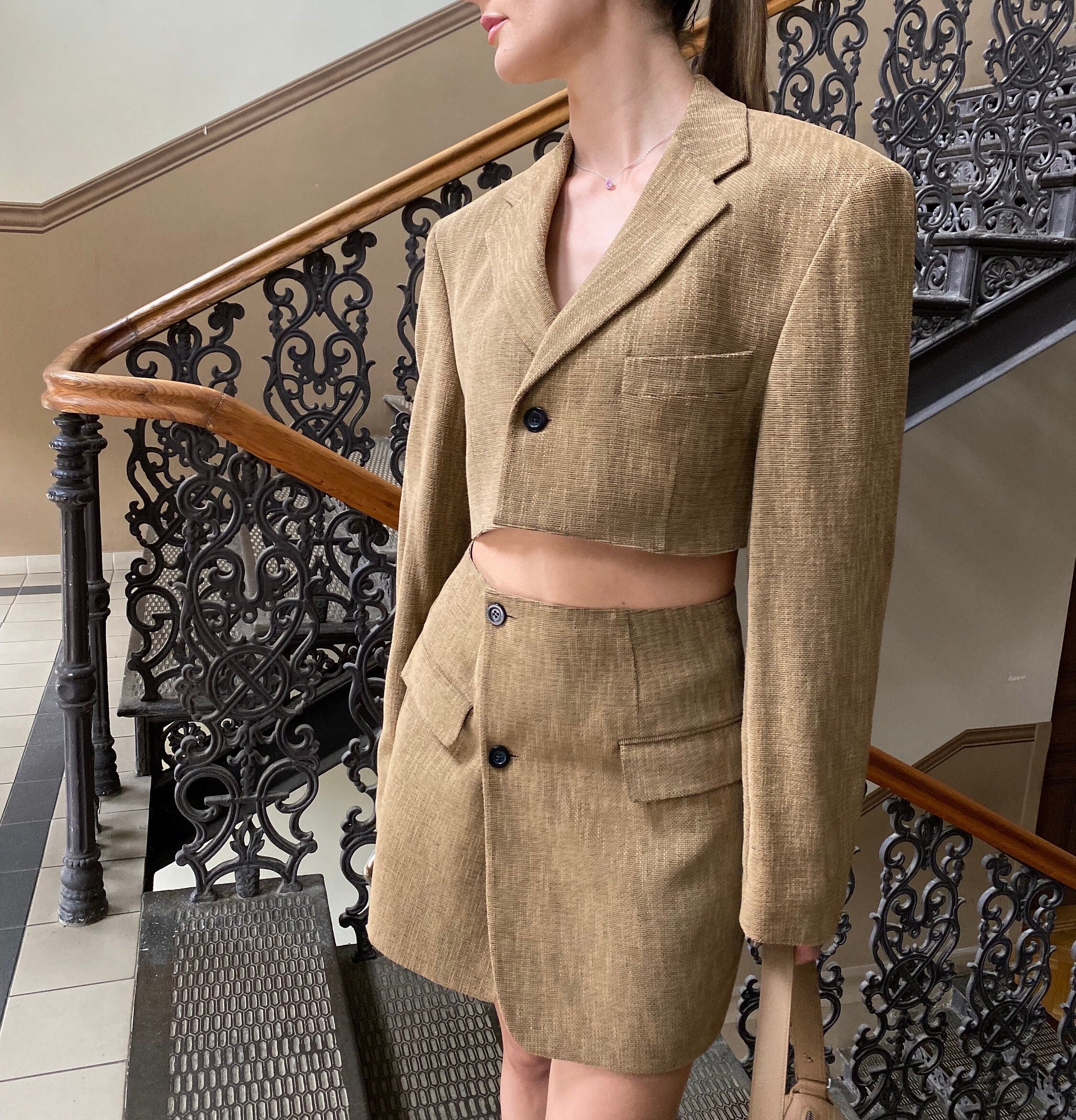 Reworked Vintage Suit Boxy Jacket and Skirt Set | Old Money Style ...