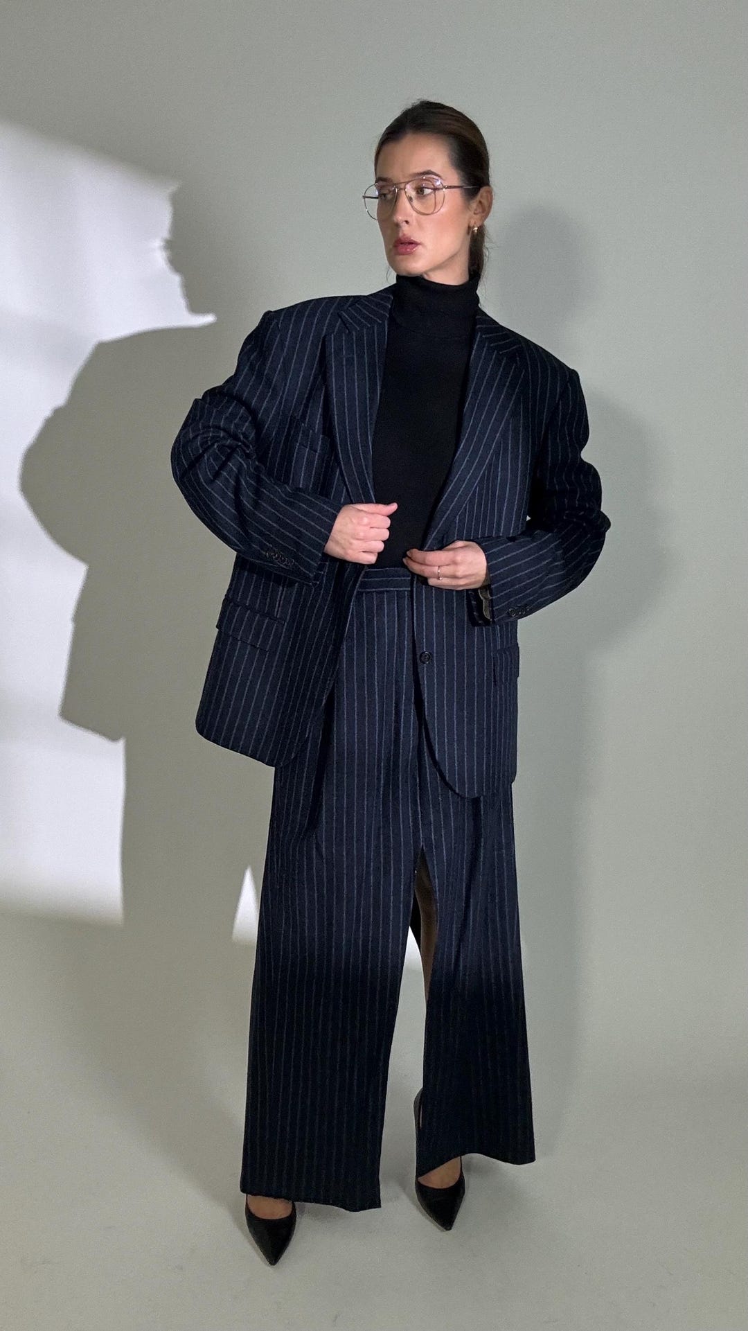 Vintage Suit Boxy Jacket and Trousers Set Classy Black - Etsy