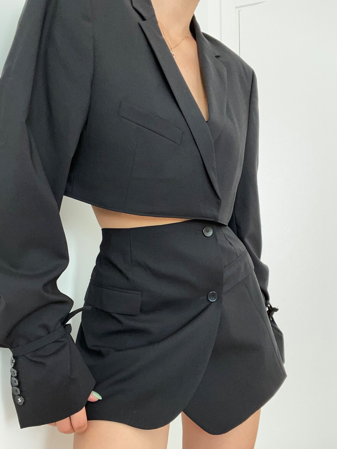 Reworked Vintage Suit Boxy Jacket and Skirt Set Minimalistic Classy ...