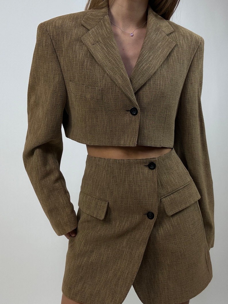 Reworked Vintage Suit Boxy Jacket and Skirt Set | Old Money Style ...