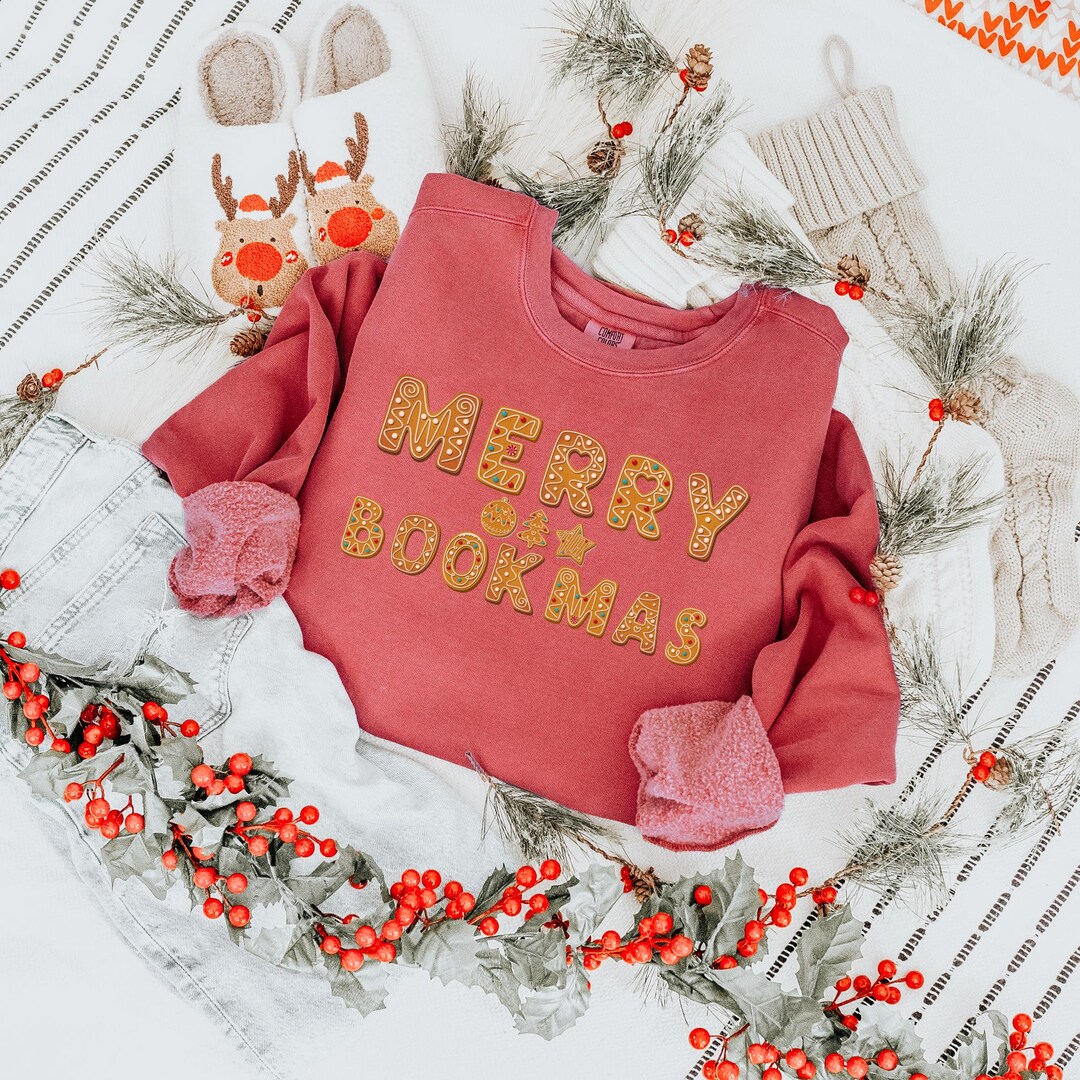 Cute and Festive Merry Bookmas Gingerbread Cookie Sweatshirt for ...