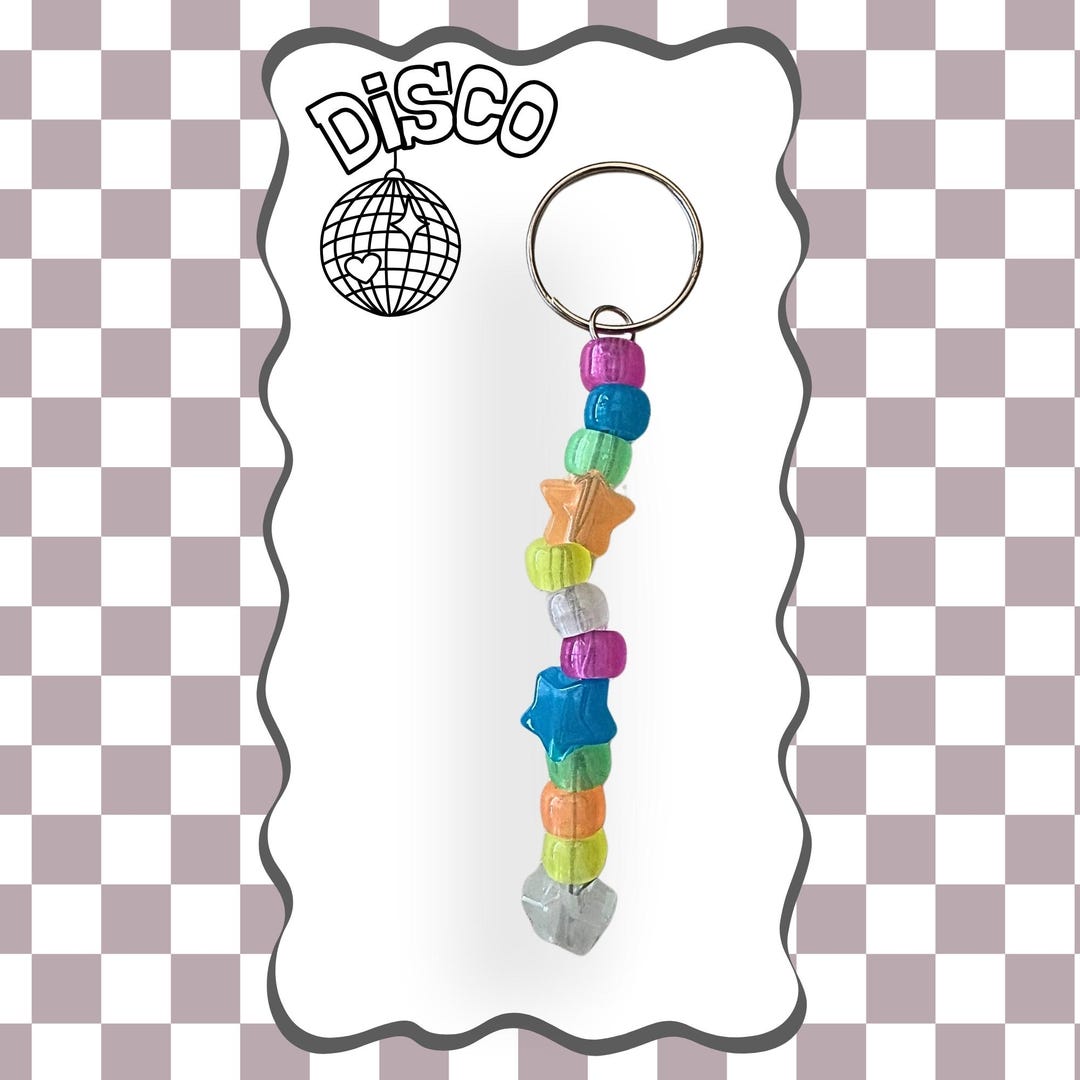 Customizable Glow in the Dark Disco Hand Made Pony Bead Keychain - Etsy