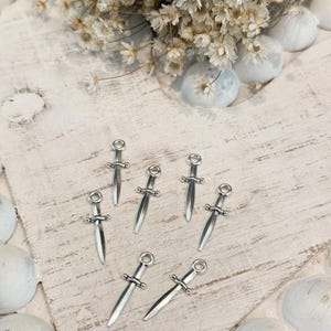 Small Silver Dagger Sword Charms, Sword Charms for DIY Earrings ...