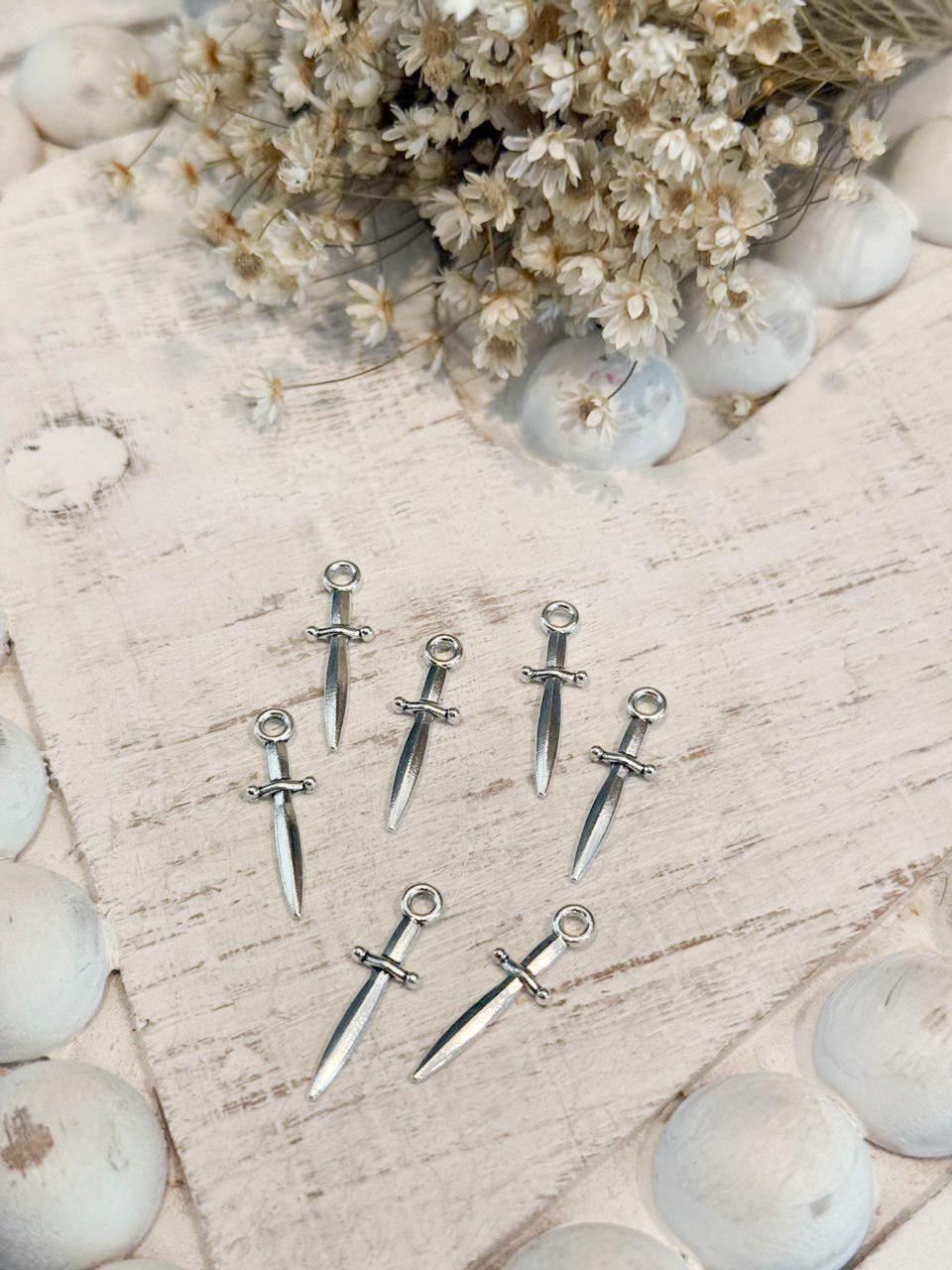Small Silver Dagger Sword Charms, Sword Charms for DIY Earrings ...