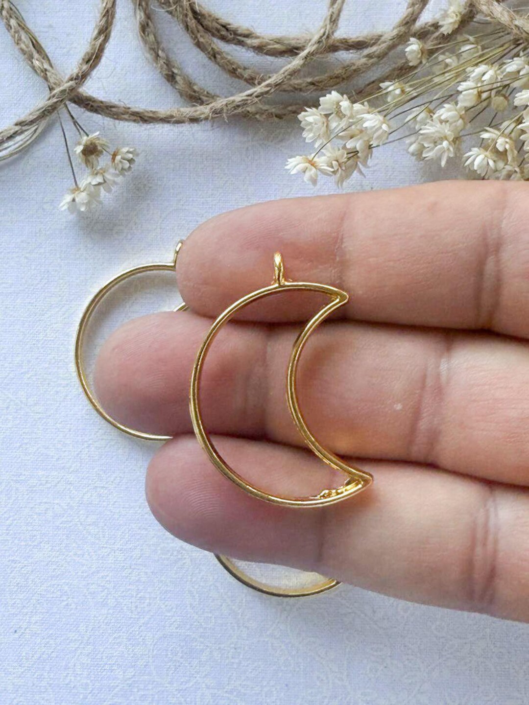 Alloy Moon Open Back Bezels, Moon Bezel Settings, Necklace Pendants ...