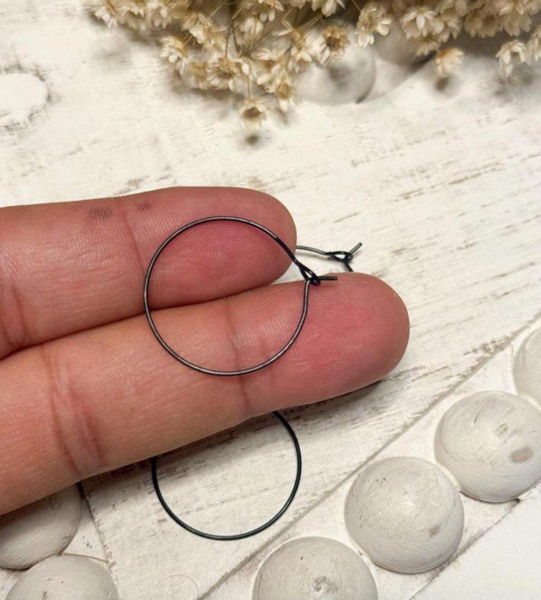 Black Stainless Steel Earring Hoops (25mm) - 10 Pieces - Etsy